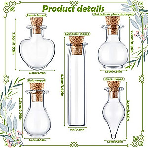 50 Pieces Mini Jars with Cork Stoppers Tiny Cork Glass Bottles Small Wishing , Message Bottle DIY Decoration for Wedding Party Baby Shower Favors (Geometric Shape)