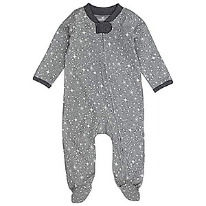 HonestBaby Sleep and Play Footed Pajamas One-Piece Sleeper Jumpsuit Zip-front PJs Organic Cotton for Baby Boys, Unisex, Twinkle Star, 3-6 Months