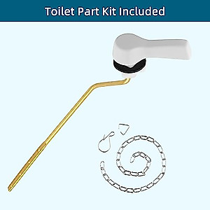 Hygie Rinse Universal Toilet Trip Lever Toilet Tank Side Mount Handle with 1pc Flapper Chain, Toilet Flush Lever Handle Toilet Handle Replacement Kit, White