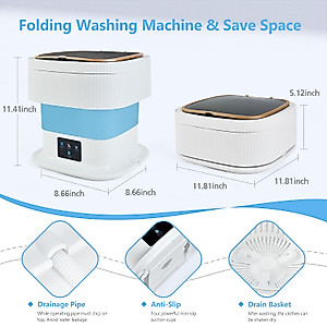 Portable washing machine and Spin Dryer, Portable Washer Cleans Underwear,Baby Clothes,Small Clothes,Pet Clothes for Traveling Camping Apartments Hotel Dormitories RV.(Blue, 11.5L)