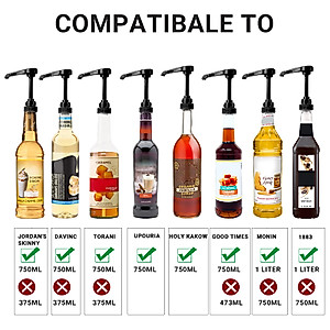 10 Pieces of Syrup Pumps - Coffee Syrup Pump Dispenser - Syrup Pumps for Coffee Syrup Bottle - Fits 750ml Bottles for Coffee Syrups - Flavorings Bottles (Black)