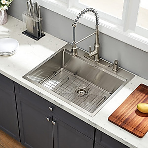 EcoChannels Kitchen Sink, 25 x 22 Inch Drop in Kitchen Sink Stainless Steel Topmount Kitchen Sink Workstation Sink Single Bowl