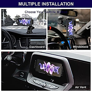 Wireless Car Charger, Boaoige Car Phone Mount, Auto-Rotating 2 Coils 15W Qi Fast Charging Car Phone Holder for Samsung Galaxy Z Fold/Flip 4 3 5G/S22/S21,iPhone 14 13 Pro Max, Google Pixel 6 Pro