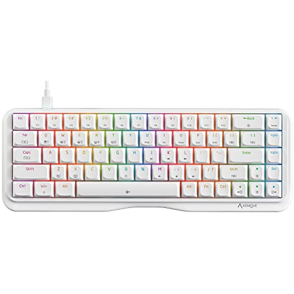 KEMOVE K68se Wired 60% Gaming Mechanical Keyboard RGB Backlit/Lighting Strip,Linear Red Switch,DSA Profile PBT Keycaps Windows and Mac Compatible,White