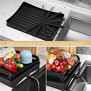 Dish Drying Rack for Kitchen Counter Over The Sink, Larger 2-Tier Dish Drying Rack Drainboard Set with Double-Layer Bowl Rack, Cup Rack, Drain Board, Sticky Board Rack, Cutlery Rack.