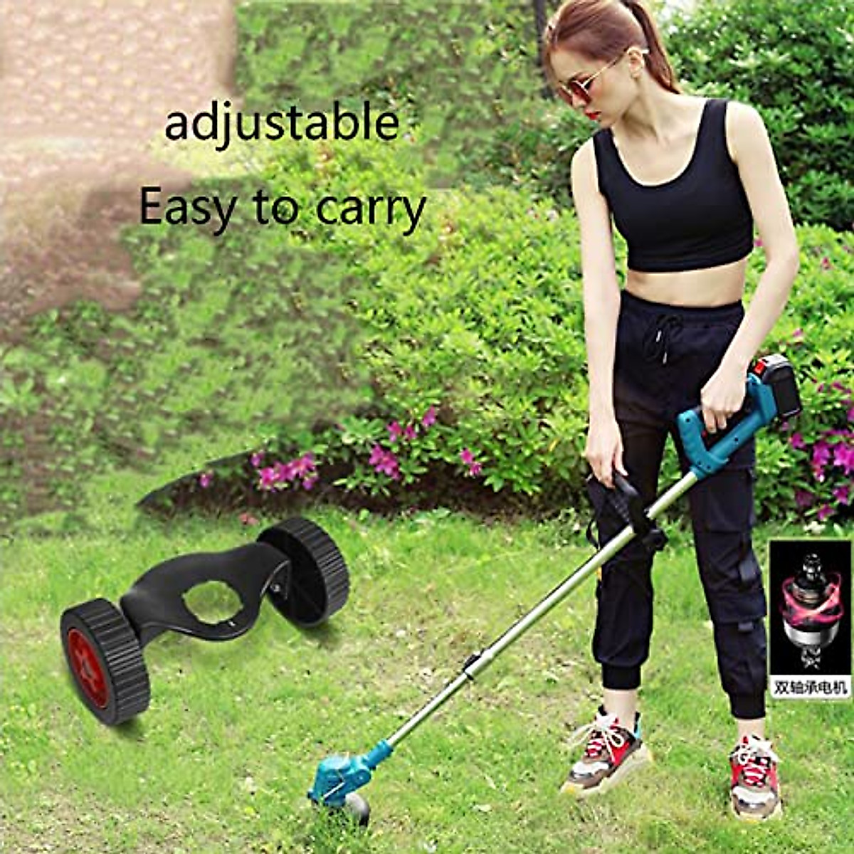 Youngy Bilateral Wheel for Electric Grass Trimmer for Improving Work Efficiency Garden Lawn Mower Accessories Easy to Install Lawn Mower Accessories