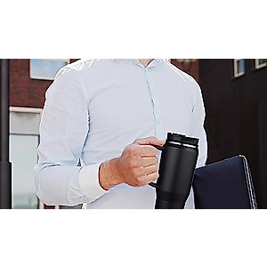 EALGRO 40 oz Tumbler with Handle, Insulated Tumblers with Lid and Straw, Large Metal Sports Water Bottle Jug, Thermal Stainless Steel Travel Coffee Mug Cup, Black