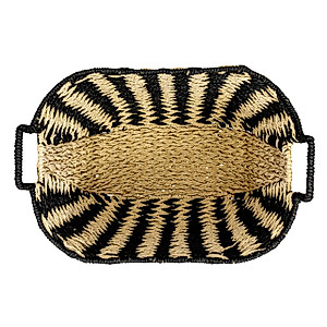 Household Essentials Zigzag Woven Paper Rope Basket, Black and Natural