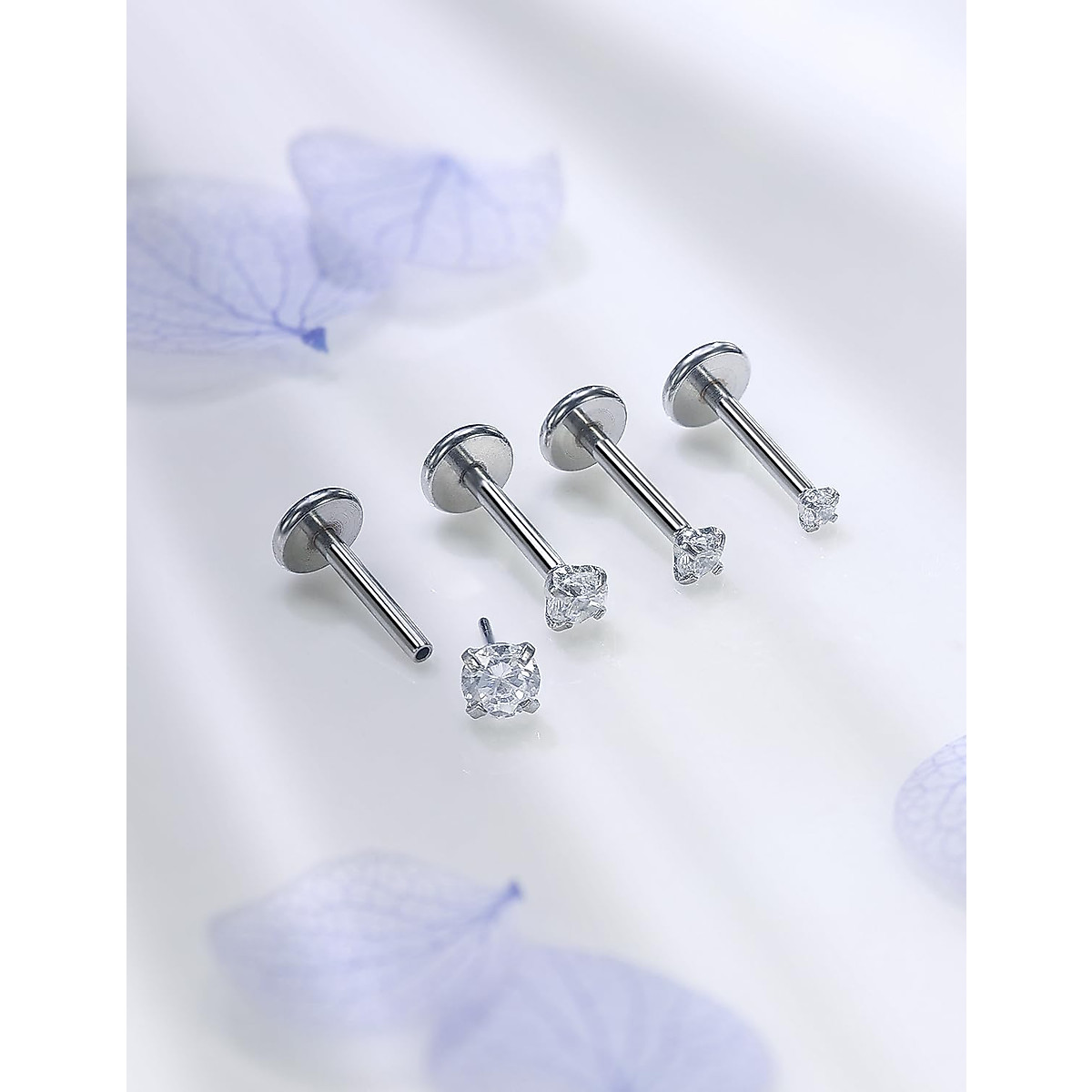 Lsnevsie 20G Push in Theadless Nose Rings Studs Stainless Steel Hypoallergenic Nose Rings Studs Piercing Jewelry for Women Men Diamond 1.5mm 2mm 2.5mm 3mm, Metal Crystal, stainless-steel