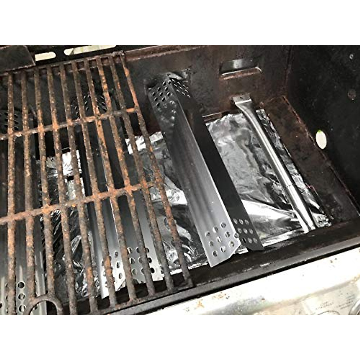 Adviace Replacement Flame Tamers for 720-0787D, 720-0953, 720-0819 BBQ Gas Grill Models, Set of 3 Stainless Steel Burner Covers Heat Plate Shields Replacement