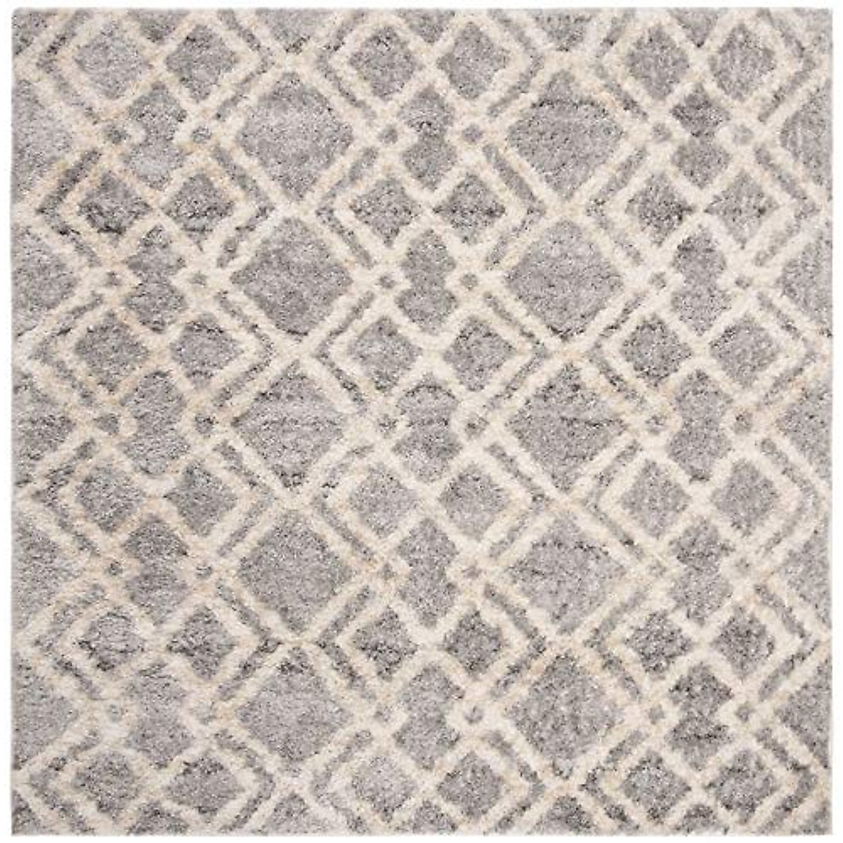 SAFAVIEH Berber Shag Collection Area Rug - 6'7" Square, Grey & Cream, Moroccan Design, Non-Shedding & Easy Care, 1.2-inch Thick Ideal for High Traffic Areas in Living Room, Bedroom (BER213G)