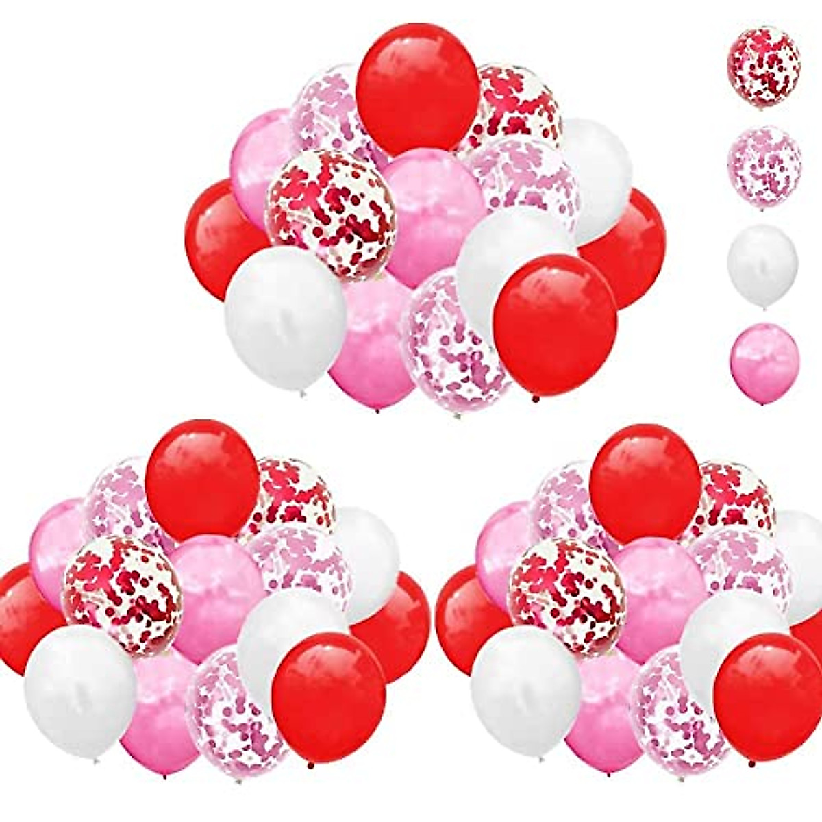 Valentines Day Balloon Pink White Red Confetti Balloons with Red Latex Balloons for Valentine's Day Anniversary Mothers Day Wedding Engagement Party