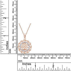 AFFY Celtic Knot Tree Life Pendant Necklace in 14k Rose Gold Over Sterling Silver Round Cut White Cubic Zirconia