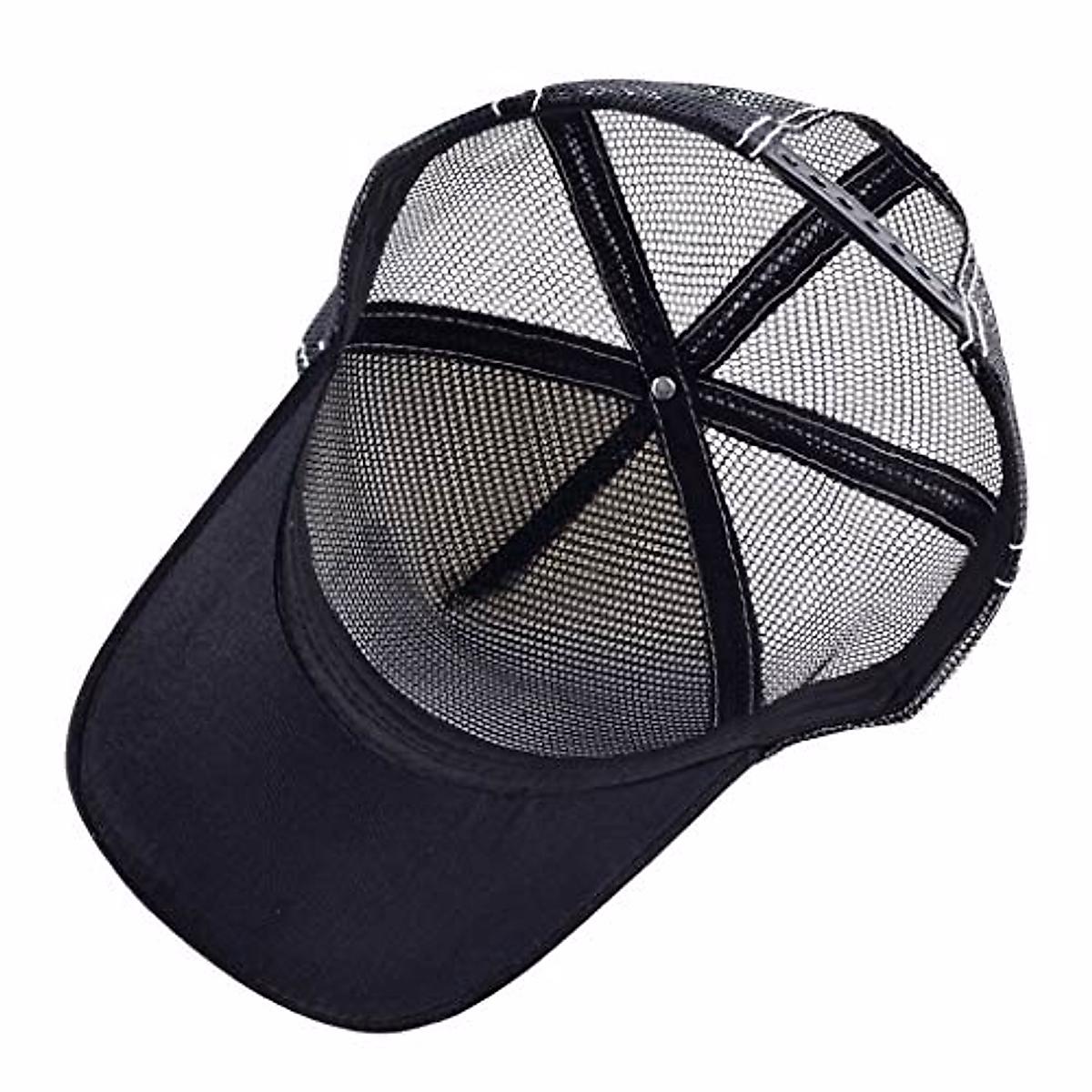 Unisex Animal Mesh Trucker Hat Strapback Square Patch Baseball Caps (One Size, Black White Crocodile)