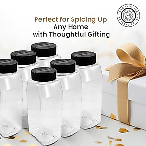 Pride Of India Large Clear Plastic Spice Jars w/Dual Sifter Cap | Food Grade BPA Free USA Made | 32 Fluid Ounce Capacity