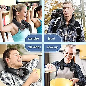 Hssio Neck Fan, Neck Fans for Men 4000mAh Personal Bladeless Fan Portable Rechargeable, 3 Speeds, 360° Surrounding Airflow, Faster Cooling, USB Battery Operated Neck Cooler for Travel Outdoor Indoor