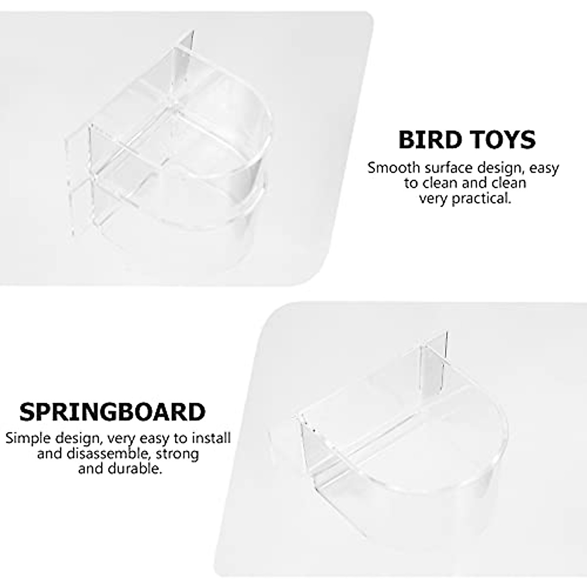 Mipcase 4pcs Bird Cups, Budgerigar Bowl, Animal Feeders Trough Winged Feeders, Cages for Conure Bowls, Thickened Cup Spillage Accessorytransparent Pet Small Canary Accessory Parrot Seeds