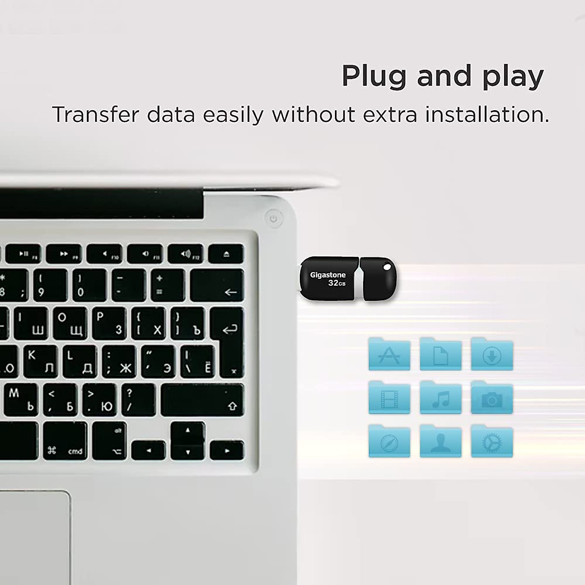 Gigastone V10 64GB 2-Pack USB 2.0 Flash Drive Thumb Drive Memory Stick Pen Drive Capless Retractable Design (Blue&Orange)