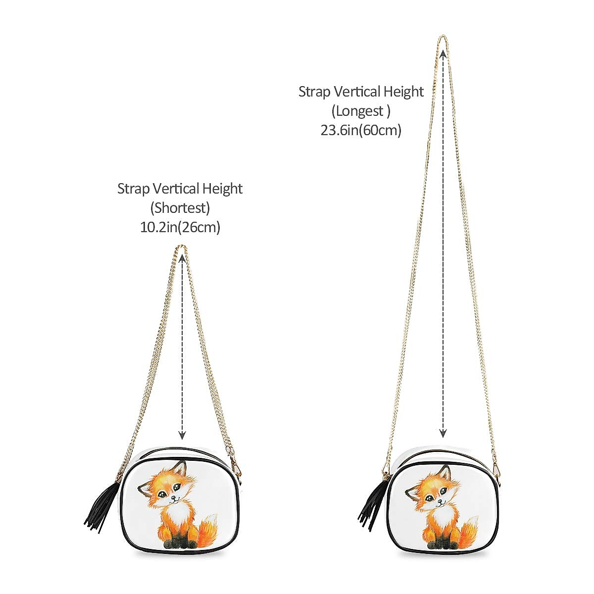 ALAZA PU Leather Small Crossbody Bag Purse Wallet Cute Little Fox Animal Print Cell Phone Bags with Adjustable Chain Strap & Multi Pocket