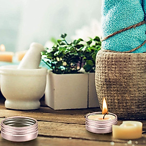 2 oz Aluminum Tin Jar with Screw Cap Refillable Container for Cosmetic, Lip Balm, Cream, Rose Gold 12 Pcs.