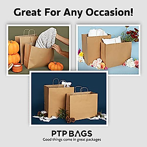 Prime Time Packaging Kraft Paper Bags, Super Royal, 14 X 9.75 X 15.5, Natural, 200/carton