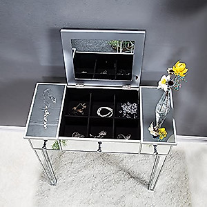 SDGH FCH Flip Glass Mirrored Makeup Table Dressing Table Dressers Study Table (80 x 38 x 76) cm(L x W x H)