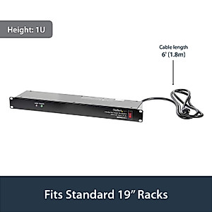StarTech.com 19" 18U Server Rack Cabinet and 8 Outlet Horizontal 1U Rack Mount PDU Power Strip Bundle