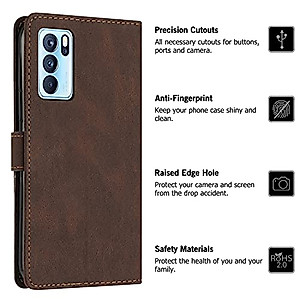 Phone Back Cover Compatible with Oppo Reno 6Pro 5G Case, Reno 6Pro 5G Wallet Case Slim PU Leather Phone Case Flip Folio Leather Case Card Holders Shockproof Protective Case with Wrist Strap Case Cover