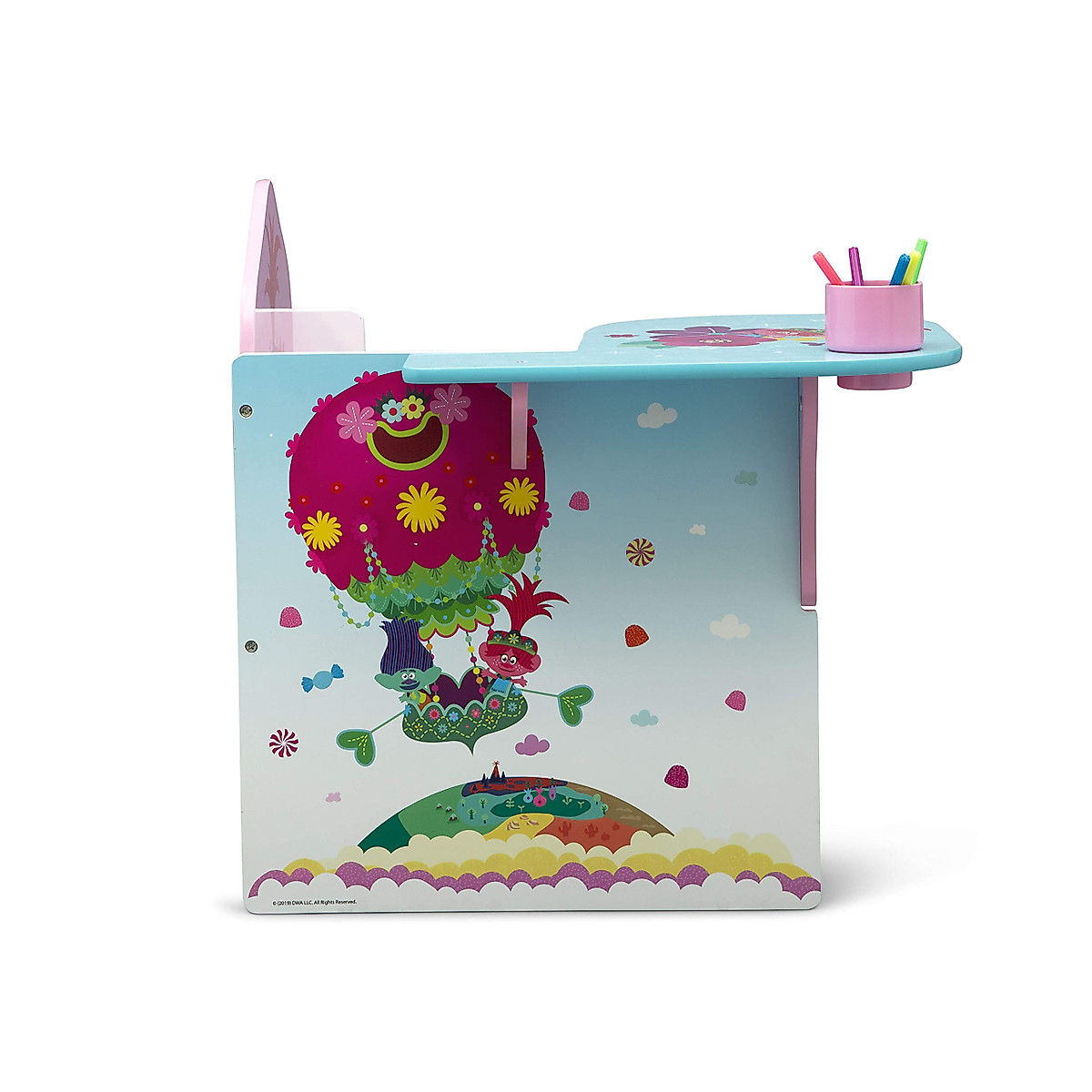 Delta Children Chair Desk with Storage Bin, Trolls World Tour