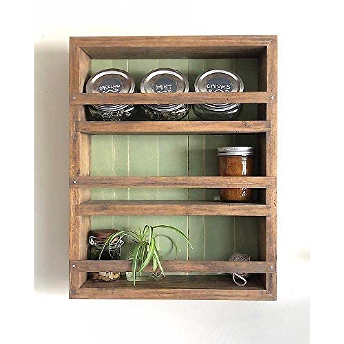 Mansfield Cabinet No. 104 - Solid Wood Spice Rack Cabinet Walnut/Tuscan Red