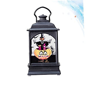 Mini Candle Battery Lantern Outdoor Lantern Ghost Festival Party Decoration LED Lights for Halloween Fall Snow Globe Festival Party Ornament Pattern Light Flame Lamp Candle Light