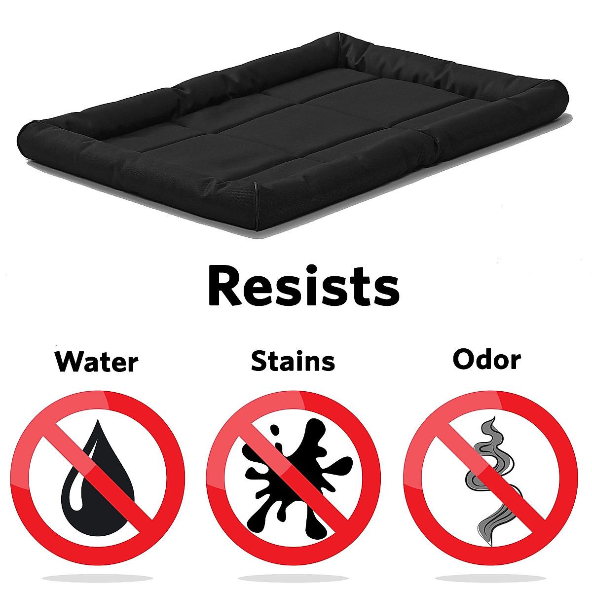 MidWest Homes for Pets Water Repellant Easy Wipe Clean Ultra-Rugged MAXX Dog Beds, Super Durable Dog Bed Designed to Fit 30-inch Dog Crates, Features Slip Resistant Bottom, Part 40530-BK, Black