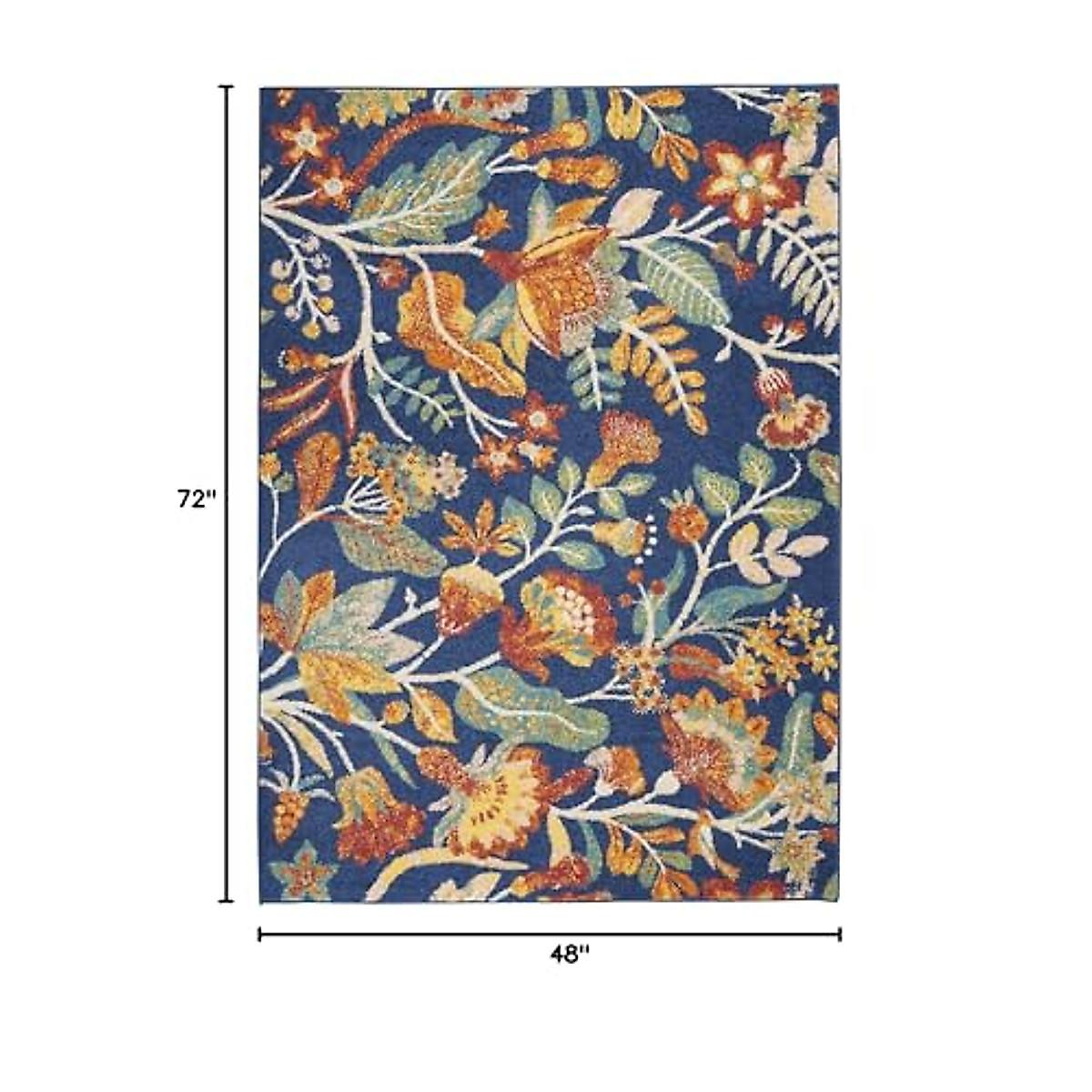 Nourison Allur Modern Navy Multicolor 4' x 6' Area -rug, Easy -cleaning, Non Shedding, Bed Room, Living Room, Dining Room, Kitchen (4x6)