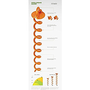Liberty Outdoor ANCFR16-ORG-A Folding Ring Spiral Ground Anchor, Orange, 16-Inch