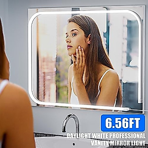 MY BEAUTY LIGHT LED Vanity Lights, 6000K Dimmable Daylight White Vanity Mirror Lights, 6.56FT Bright Makeup Light, ELT Approval 24V Stick on Lights for Bathroom Mirror, Full Length Mirror, Wall Mirror