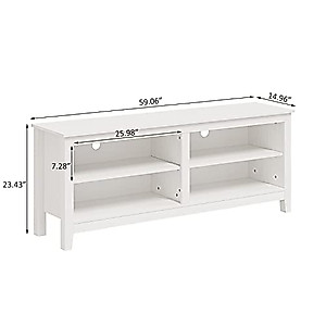 Panana TV Stand, Classic 4 Cubby TV Stand for 65 inch TV, Farmhouse Television Stands Entertainment Center Media Stand with Storage TV Table Stand for Living Room Bedroom, 59 inch, White TV Stand