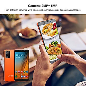 3G Unlocked Smartphone , Note30 Plus 5.72in HD Full Screen Cell Phone , Support APP Face Recognition for Android 8.1 Fingerprint Unlock Smartphone , 512M 4G , Dual SIM Dual Camera Orange
