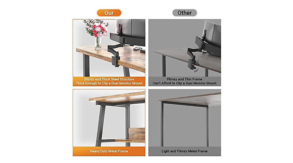 Ergonomic Computer Desk with Adjustable Monitor Stand