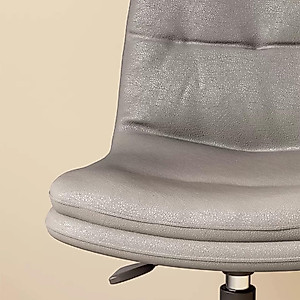 NaKeah Home Office Chair Swivel Armless Desk Chair Faux Leather Upholstered Office Computer Chair Modern Swivel Rocking Desk Chairs,Silver,F