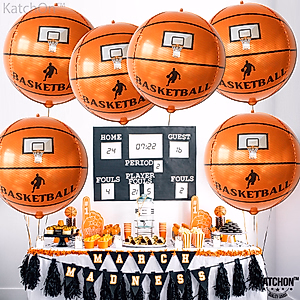 KatchOn, Big 22 Inch Basketball Balloons - Pack of 6, Basketball Foil Balloons | Basketball Balloon, Basketball Party Decorations, Basketball Senior Night Decorations | Basketball Birthday Decorations