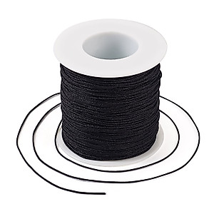 Cheriswelry 100M 0.8mm Nylon Beading Cord Black Chinese Knotting Rattail Macrame Thread String Roll for Jewelry Making Kumihimo Wrapping Supplies DIY Crafts