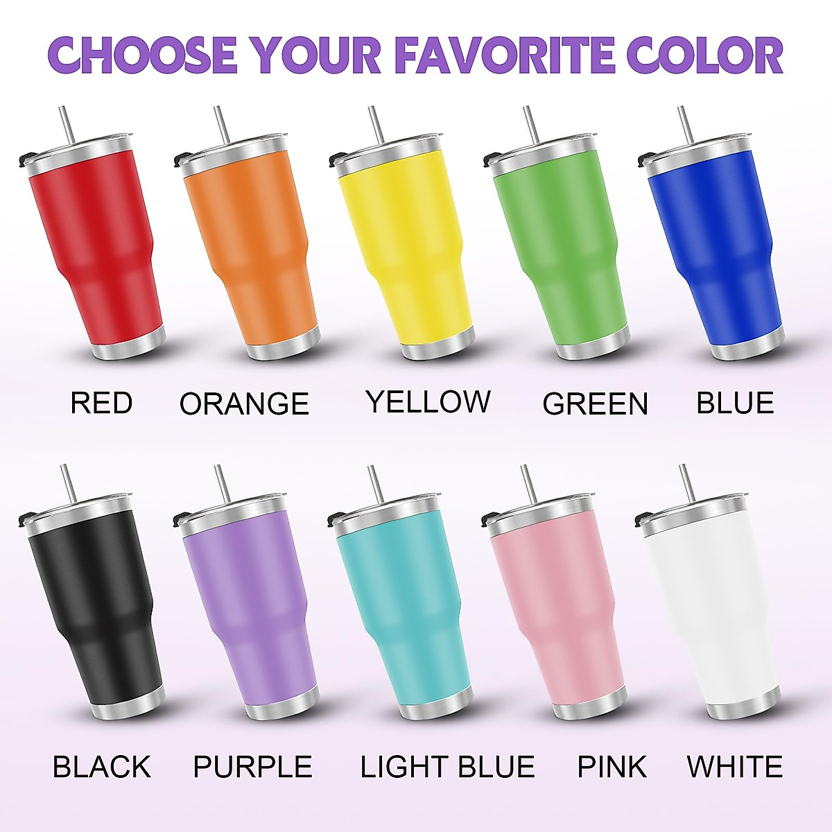 Personalized Tumbler with Names Text - Custom Stainless Steel Insulated Tumblers Personalized 30 Oz Coffee Tumbler with Engraving Name - Personalized Christmas Birthday Gifts for Women Men, 25 Designs