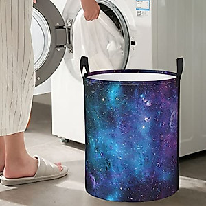 Laundry Basket,Galaxy Stars In Space Celestial Astronomic Planets In The Universe Milky Way,Large Canvas Fabric Lightweight Storage Basket/Toy Organizer/Dirty Clothes Collapsible Waterproof For College Dorms-Large