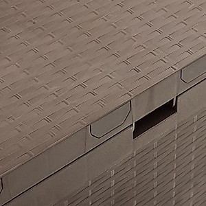 loibinfen Patio Storage Box Brown Patio Garden Outdoor Storage Container for Toys, Furniture Deck box 44.9"x18.5"x23.6" (Weight:16.56 lbs)