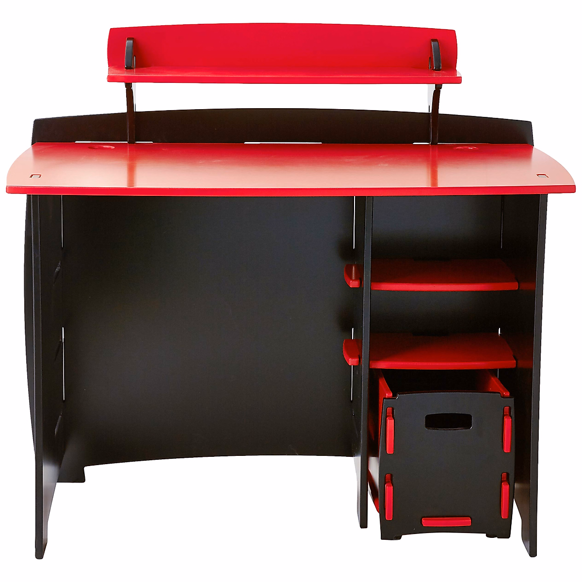 Legaré Furniture Children's Desk with Shelves and File Cart Set for Kids, Red and Black