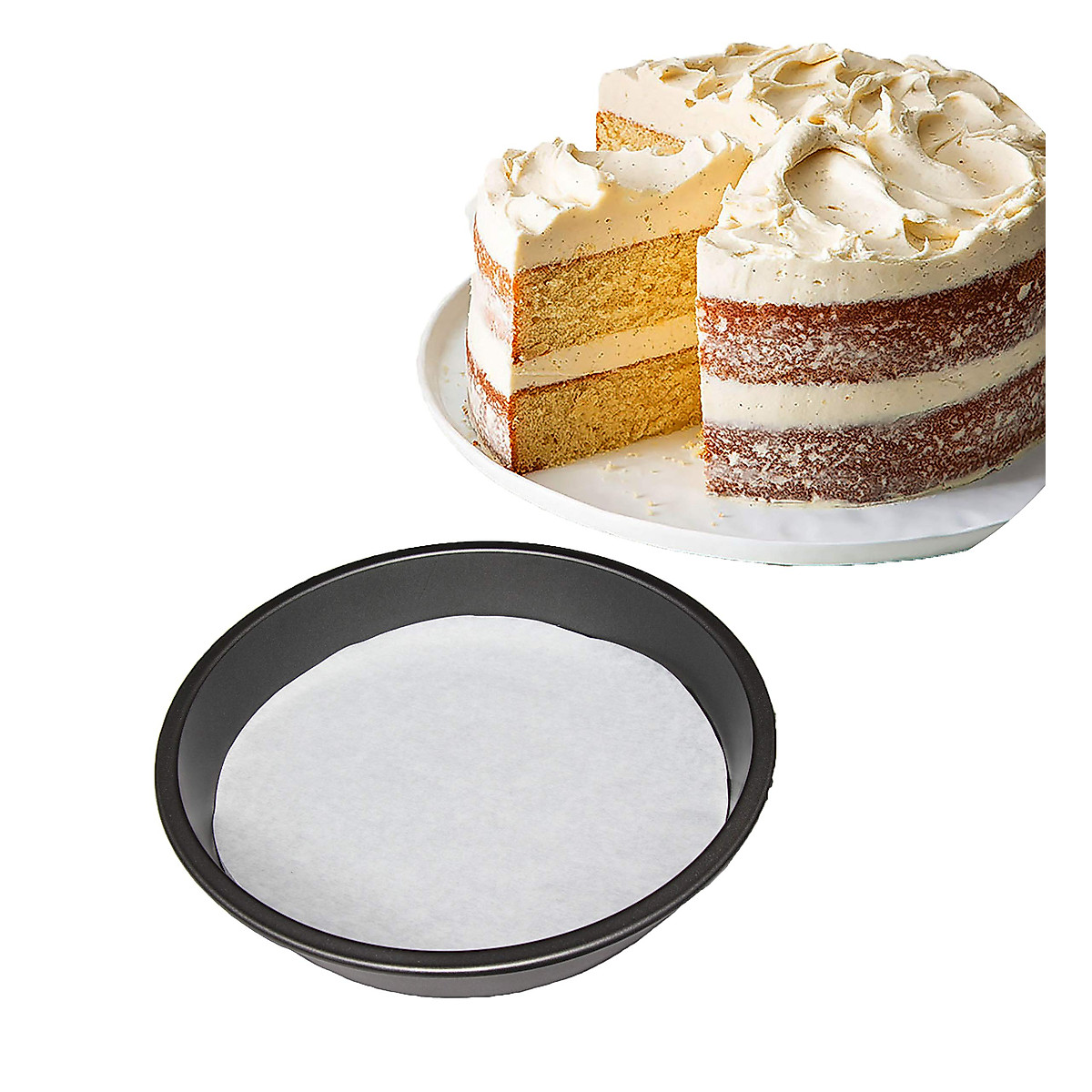 Regency Wraps Parchment Paper Circles For Round Cake Pans, Greaseproof Liners for Non-Stick Baking, 9" (Pack of 50), White