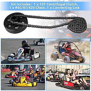 Centrifugal Clutch, Go Kart Clutch 3/4 Bore 10T with #40 41 420 Chain for Mini Bike, Go Kart, predator 212, Lawnmower and Honda GC GX 2-6.5HP Engine GC160 GC190 GX120 GX140 GX160 GX200