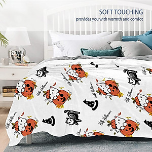 Halloween Pumpkin Cute Cat Skeleton Blanket Microfiber Flannel Throw Lightweight Super Soft Cozy Blankets for Couch Bed Sofa Chair, Gift for Birthday Thanksgiving Halloween 50"x40"for Kids