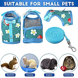 3 Pieces Guinea Pig Harness with Leash Small Pet Harness Fruit Plaid Pattern Adjustable Padded Walking Vest for Pet Hamster Ferret and Squirrel Small Animals (Pineapple, Red Plaid, Strawberry, Small)
