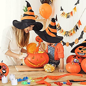 Pumpkin Carving Kit for Kids, 6 Halloween Pumpkin Carving Tools Set + 6 LED Candles + 6 LED Rings + 6 Pumpkin Stickers + 10 Carving Stencils + 2 Lawn Bags , DIY Jack-O-Lanterns Halloween Decorations